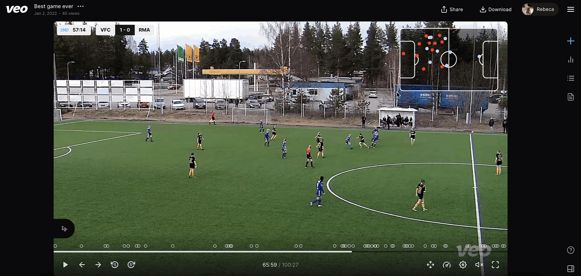 How to use the 2D radar in Veo Analytics – Veo Help Center