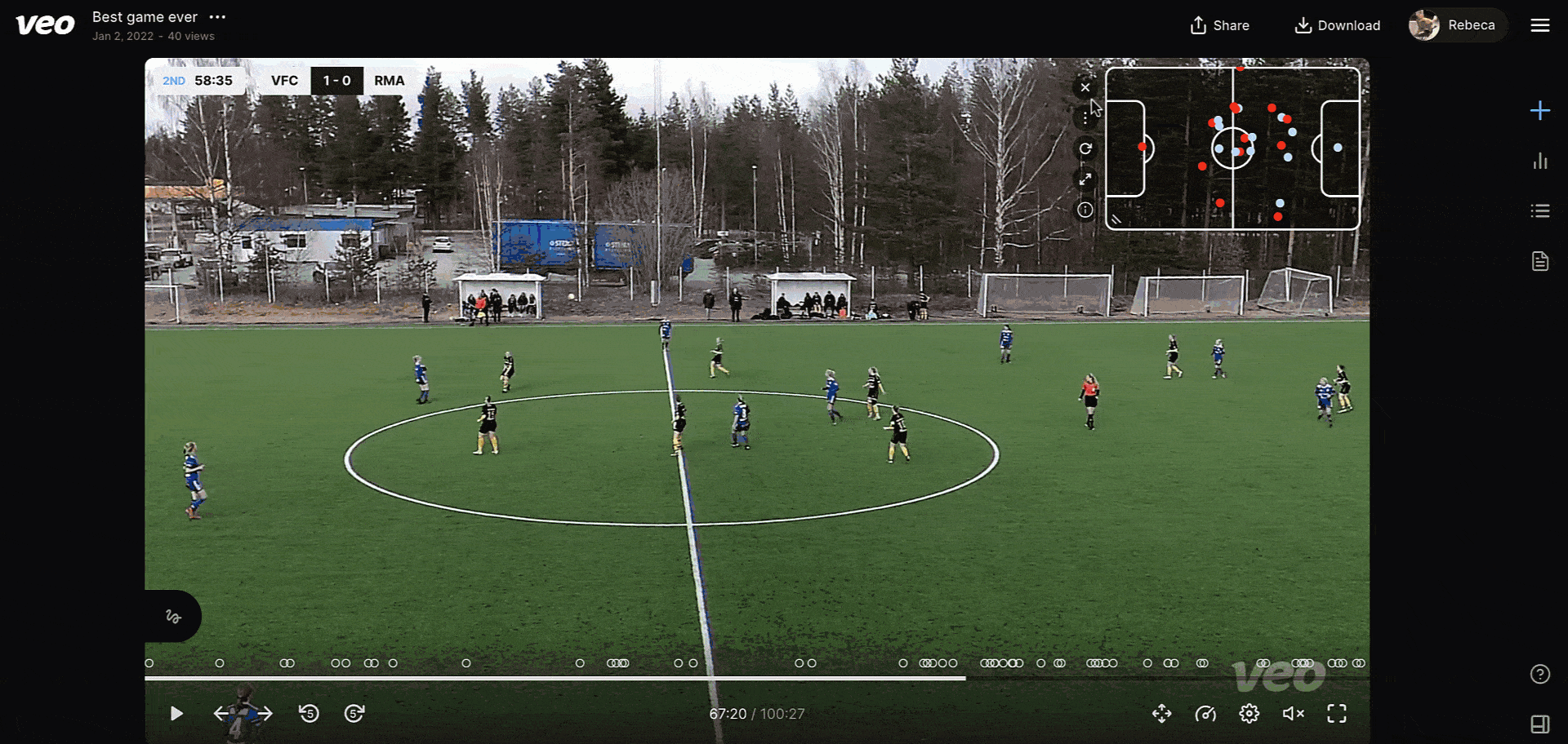 How to use the 2D radar in Veo Analytics – Veo Help Center