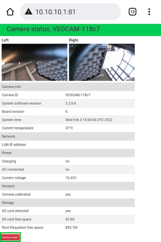 How to factory reset your Veo Cam 1 – Veo Help Center