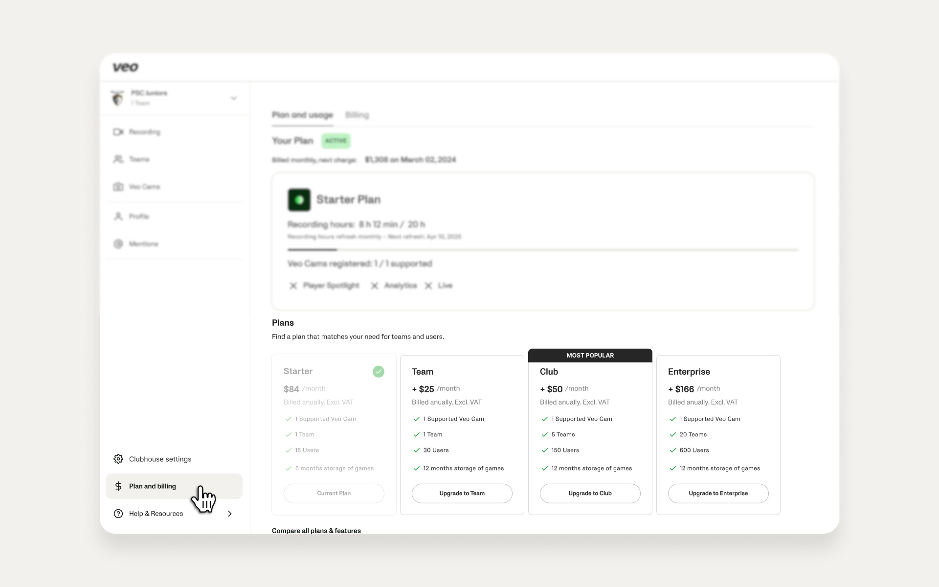 How to upgrade your Veo plan – Veo Help Center